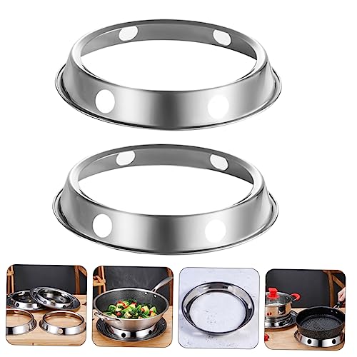 Alipis 4 Pcs Wok Rack Gas Burner Bassinet Stand Stainless Steel Saute Pan Pressure Cooker Steam Rack Gas Stove Range Wok Stand Heat-Proof Pot Stand Heat-Proof Pot Holder Steam Holder Air