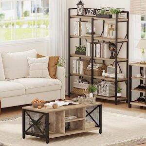 fatorri bookshelf and coffee table for living room (rustic oak)