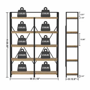 FATORRI Bookshelf and Coffee Table for Living Room (Rustic Oak)