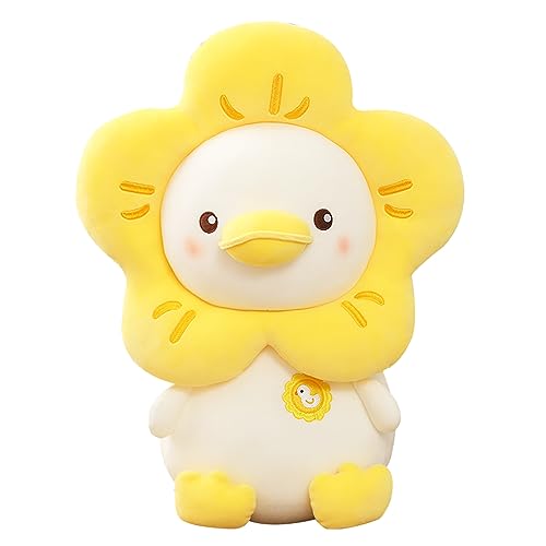 Seyomi Plush Duck Stuffed Animals Soft Cute Plushies Duck Plush Toy for Kids Flower Stuff Duck, Pink, 9.8 Inches