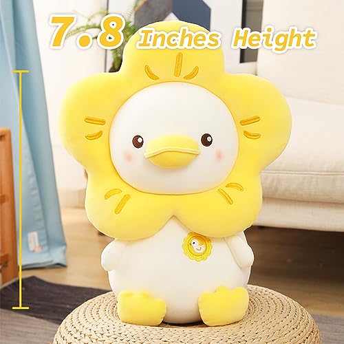 Seyomi Plush Duck Stuffed Animals Soft Cute Plushies Duck Plush Toy for Kids Flower Stuff Duck, Pink, 9.8 Inches