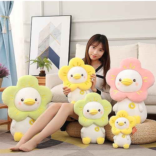 Seyomi Plush Duck Stuffed Animals Soft Cute Plushies Duck Plush Toy for Kids Flower Stuff Duck, Pink, 9.8 Inches