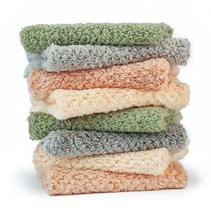 k&janet6am dish towels for kitchen, 8 pack premium coral velvet dish cloths for washing dishes, super absorbent coral fleece cleaning cloths, nonstick oil washable fast drying rags 11.4"x11.4"