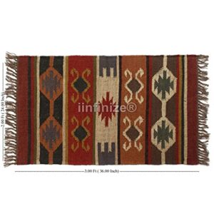 iinfinize 2x3' wool jute rug vintage kilim runner traditional jute rug throw table runner outdoor decor kilim runner yoga mat carpets meditation dhurries