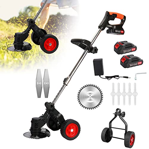 Electric Lawn Mower 2 Wheel Cordless Lawn Mower 3 in 1 Brush Cutter Cordless Grass Trimmer 21v 2000mah Battery Mower Gardening Accessories Shipping from USA Fast Arrival