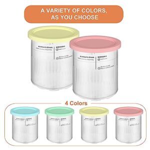 Zomixzo NC500 Ice Cream Pint Containers and Lid Compatible with Ninja Creami NC501 NC500 Series Deluxe Ice Cream Maker, 24 oz Cream Pint Containers, 4 Pack (Pink/Green/Yellow/Blue)