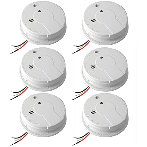 Kidde Hardwire Carbon Monoxide Alarm with Digital Display and Peak Level Memory 5.75 Diameter x 1.8 Depth & Smoke Detector, Hardwired Smoke Alarm with Battery Backup Included, Interconnect, Pack of 6