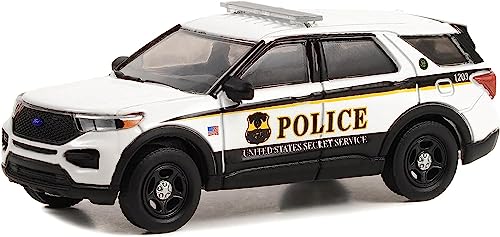 2021 Police Interceptor Utility White United States Secret Service Police Washington DC Hot Pursuit Special Edition 1/64 Diecast Model Car by Greenlight 43015E