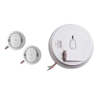 kidde hardwired smoke & carbon monoxide detector, aa battery backup, interconnectable & smoke detector, hardwired smoke alarm with battery backup, front-load battery door, test-silence button, white