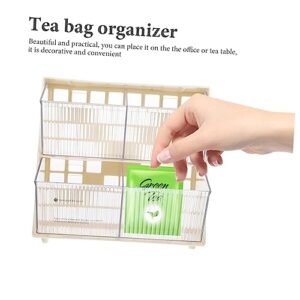 ULDIGI Tea Bag Storage Box Plastic Organizer Box Locker Organizer Shelf Desk Top Shelf Stand Tea Bag Storage Bin Tea Bag Holder Coffee Sugar Bag Organizer Coffee Bag Holder Tea Bags Stand