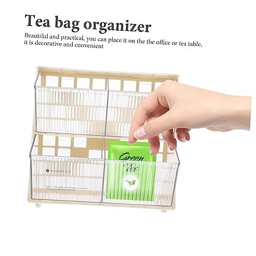 ULDIGI Tea Bag Storage Box Plastic Organizer Box Locker Organizer Shelf Desk Top Shelf Stand Tea Bag Storage Bin Tea Bag Holder Coffee Sugar Bag Organizer Coffee Bag Holder Tea Bags Stand