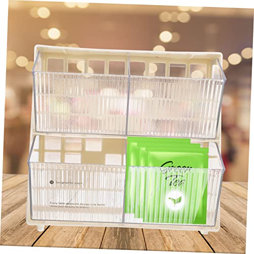 ULDIGI Tea Bag Storage Box Plastic Organizer Box Locker Organizer Shelf Desk Top Shelf Stand Tea Bag Storage Bin Tea Bag Holder Coffee Sugar Bag Organizer Coffee Bag Holder Tea Bags Stand