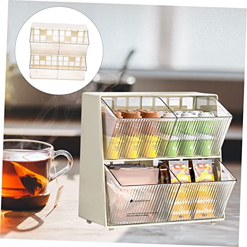 ULDIGI Tea Bag Storage Box Plastic Organizer Box Locker Organizer Shelf Desk Top Shelf Stand Tea Bag Storage Bin Tea Bag Holder Coffee Sugar Bag Organizer Coffee Bag Holder Tea Bags Stand