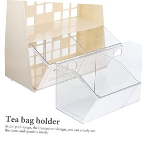 ULDIGI Tea Bag Storage Box Plastic Organizer Box Locker Organizer Shelf Desk Top Shelf Stand Tea Bag Storage Bin Tea Bag Holder Coffee Sugar Bag Organizer Coffee Bag Holder Tea Bags Stand