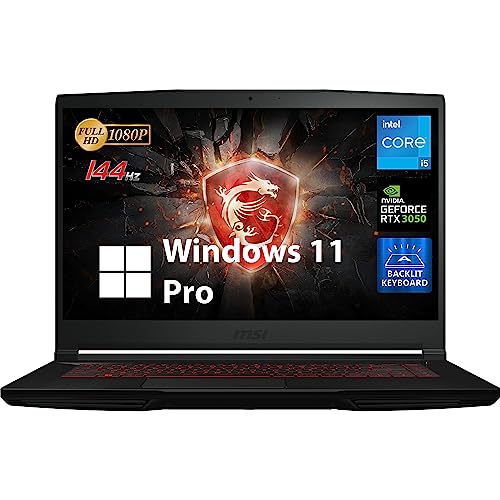 MSI GF63 Thin Gaming Laptop, 15.6" FHD 144Hz, Intel 6-Core i5-11400H, NVIDIA GeForce RTX 3050, 32GB DDR4, 1TB PCIe SSD, Backlit Keyboard with Anti-Ghosting, WiFi 6, RJ45 LAN, Windows 11 Pro, MarsPC