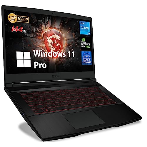 MSI GF63 Thin Gaming Laptop, 15.6" FHD 144Hz, Intel 6-Core i5-11400H, NVIDIA GeForce RTX 3050, 32GB DDR4, 1TB PCIe SSD, Backlit Keyboard with Anti-Ghosting, WiFi 6, RJ45 LAN, Windows 11 Pro, MarsPC