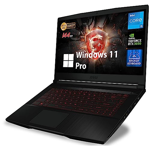 MSI GF63 Thin Gaming Laptop, 15.6" FHD 144Hz, Intel 6-Core i5-11400H, NVIDIA GeForce RTX 3050, 32GB DDR4, 1TB PCIe SSD, Backlit Keyboard with Anti-Ghosting, WiFi 6, RJ45 LAN, Windows 11 Pro, MarsPC