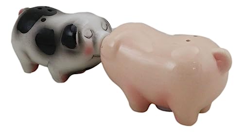 Ebros Gift Ceramic Star Crossed Lovers Chubby Country Farm Bacon Porky Pig Couple Kissing Salt And Pepper Shakers Set Valentines Pigs Piglets Figurines Party Kitchen Tabletop Collectible Accents