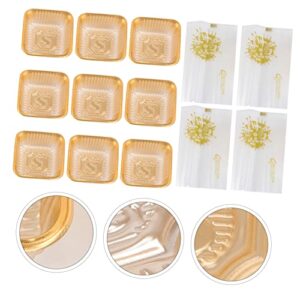 YARNOW 100 Sets Moon Cake Packaging Bag Plastic Bread Box Cookie Container Clear Tray Hot Seal Cookie Bag Tray Mini Cake Dome Clear Plastic Cupcake Boxes Egg-yolk Puff Box Packing Box Set