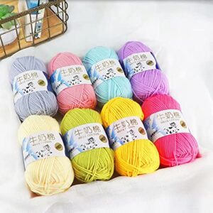 2 Set 1 Roll 5-Strand Wool Yarn Soft Warm DIY Beginner Needlework Hand Knitting Crochet Yarn Ball for Sewing Shop Crochet Thread