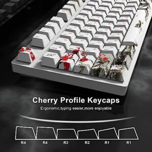 JSJT PBT Japanese Keycaps-Side Printed Keycap Set,Double Shot Shine Through Custom Keycaps,Plum Blossom Key Caps 135 Keys Cherry Profile Keycaps for Cherry MX Switchs Mechanical Keycboards