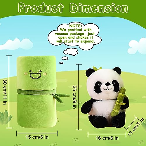 Emoin Panda Stuffed Animals Panda Bamboo Plush Toy 11.8 Inch Bamboo Tube Panda Pillow Stuffed Panda Bear Plushies Panda Doll Gifts for Boys Girls