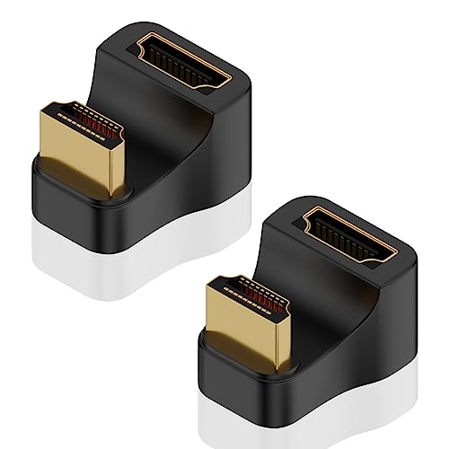 Poyiccot 8K U Shaped HDMI Adapter, 180 Degree HDMI Adapter, Up Angle HDMI 2.1 Extender Adapter 48Gbps HDMI Male to Female Extension Adapter with LED Indicator for HDTV, PS5, Laptop, 2pack