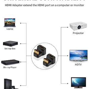 Poyiccot 8K U Shaped HDMI Adapter, 180 Degree HDMI Adapter, Up Angle HDMI 2.1 Extender Adapter 48Gbps HDMI Male to Female Extension Adapter with LED Indicator for HDTV, PS5, Laptop, 2pack