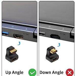 Poyiccot 8K U Shaped HDMI Adapter, 180 Degree HDMI Adapter, Up Angle HDMI 2.1 Extender Adapter 48Gbps HDMI Male to Female Extension Adapter with LED Indicator for HDTV, PS5, Laptop, 2pack