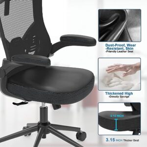 𝑯𝑶𝑴𝑬 𝑶𝑭𝑭𝑰𝑪𝑬 𝑪𝑯𝑨𝑰𝑹, Ergonomic Mesh Desk Chair, High Back Computer Chair- Adjustable Headrest with Flip-Up Arms, Lumbar Support, Swivel Executive Task Chair (Modern, Black)