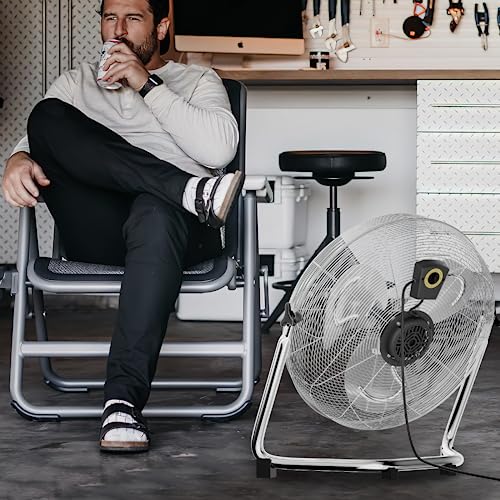 mollie 22 Inch 3572 CFM High Velocity Floor Fan with 3 Speed Heavy Duty Metal Adjustable Tilt Portable Quiet Air Circulator for Home Bedroom Garage Commercial Use