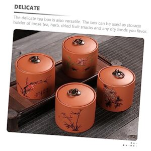 HEMOTON 5pcs Tea Caddy Coffee Candy Container with Lid Coffee Tea Bags Tea Caddy for Tea Bags Tea Canisters for Loose Tea Purple Clay Tea Cans Candy Tea Storage Holder Ceramic Tea Airtight