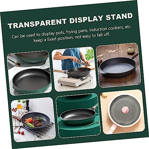 ULTECHNOVO 1pc Pot Display Rack Acrylic Display Shelf Retail Shop Display Stand Cooking Pot Organizer Induction Cooker Holder Frying Pan Display Rack Storage Rack for Cooking Pot Acrylic Wok