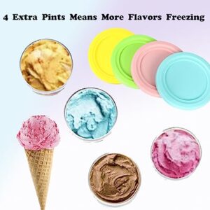 Ice Cream Containers Replacement Pints and Lids 24oz for Ninja Creami Compatible with NC500 NC501 Deluxe BPA-Free Dishwasher Safe Airtight Leaf-Proof 4 Pack Pink Green Blue Yellow