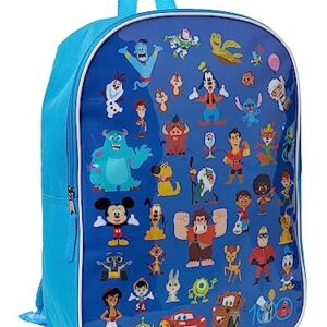 Disney 100 15" Backpack Donald Goofy Woody Sully Dug Aladdin Peter Pan Kids Blue