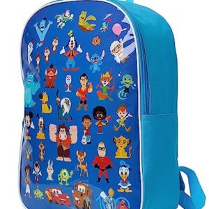 Disney 100 15" Backpack Donald Goofy Woody Sully Dug Aladdin Peter Pan Kids Blue