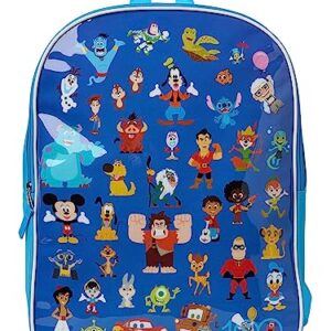 Disney 100 15" Backpack Donald Goofy Woody Sully Dug Aladdin Peter Pan Kids Blue