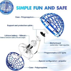 MERRYHOME Flying Orb Ball Hover Toys: Boomerang Ball 360°Rotating Hand Controlled Drone Orbit, 2023 Cool Toys Festival Gift for 6 7 8 9 10+ Year Old Boys Girls Teens Adults Indoor Outdoor Toys (Blue)