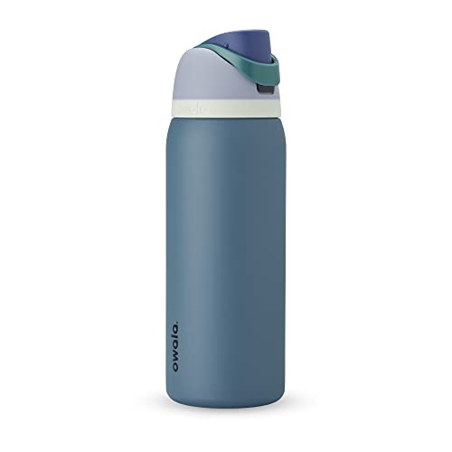 Owala FreeSip Insulated Stainless Steel Water Bottle, 32-oz, Shy Marshmallow & FreeSip Insulated Stainless Steel Water Bottle with Straw for Sports and Travel, BPA-Free, 32-oz, Blue/Teal (Denim)