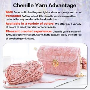 3 PCS 120g Soft Chenille Yarn Velvet Yarn for Crocheting,Fluffy Yarn for Knitting and Croche DIY Craft,Warm Yarn for Bag Hat Scarve Clothe Gloves Slippers Doll(Red)