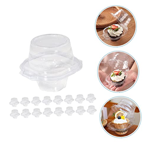 HEMOTON 20pcs Cupcake Package Boxes Cupcake Box Clear Cups Disposable Mini Cake Stand Disposable Cake Containers Mooncake Boxes Mini Cupcake Boxes Muffin Single Container Cupcake Container