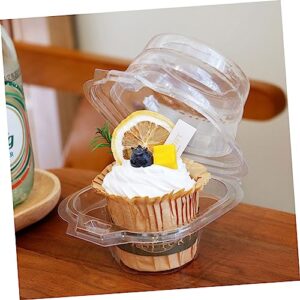 HEMOTON 20pcs Cupcake Package Boxes Cupcake Box Clear Cups Disposable Mini Cake Stand Disposable Cake Containers Mooncake Boxes Mini Cupcake Boxes Muffin Single Container Cupcake Container