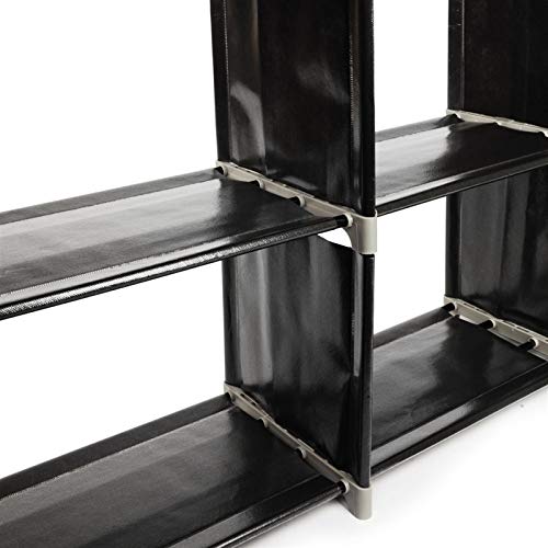 LeeMas 3 Tiers 6-Cube Closet Organizer Storage Shelf Bookcase Bookshelf, Closet Cabinet, DIY Plastic Modular Book Shelf Storage Shelves Modular Bookcase (Black)