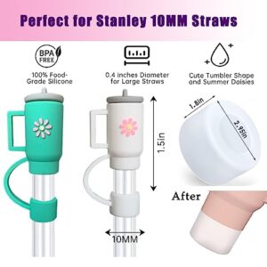 5 PCS Silicone Straw Covers Cap and 1 Protective Hydro Flask Boot Compatible with Stanley 30&40 Oz Cup,10mm Cute Straw Toppers for Tumblers, Dust-Proof Drinking Straw Caps for Straws Tips Lids