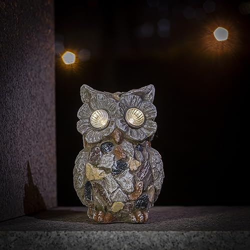 CMTGYPIN Solar-Powered LED Owl Garden Light | Durable Resin Yard Ornament | Outdoor Figurine for Gardens, Patios, and Lawns | Perfect Christmas Decoration and Gift (Owl)