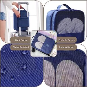 Eneteck Shoe Bags for Travel, Holds 3 Pair of Shoes Travel Bag for Packing, Travel Essentials for Flying Carry on Luggage Travel Accessories Blue