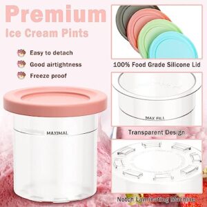 Creami Deluxe Pints, for Ninja Ice Cream Maker Pints, Pint Ice Cream Containers Airtight,Reusable Compatible with NC299AMZ,NC300s Series Ice Cream Makers