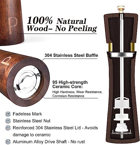 Premium Tableware Gifts With Adjustable Coarseness Salt Refillable Salt Grinder Shaker Mill Manual Wood Pepper Mill