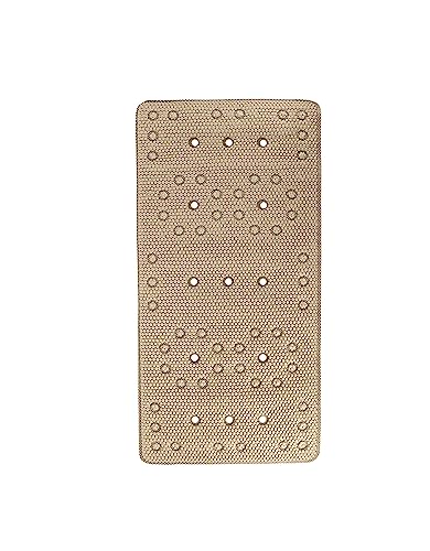 Splash Home Deluxe Softee Bathtub Mat, Non-Slip Extra-Long Shower Mat with 58 Suction Cups and Drain Holes Bath Mat for Tub, 36 L x 17 W, Machine Washable, PVC Foam - Taupe, Twin XL