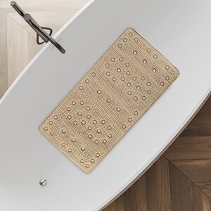 Splash Home Deluxe Softee Bathtub Mat, Non-Slip Extra-Long Shower Mat with 58 Suction Cups and Drain Holes Bath Mat for Tub, 36 L x 17 W, Machine Washable, PVC Foam - Taupe, Twin XL